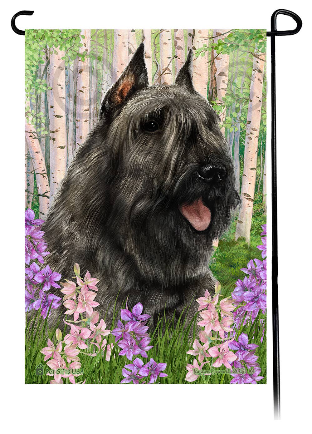 Bouvier Grey Spring Flowers Flag – Salty Paws