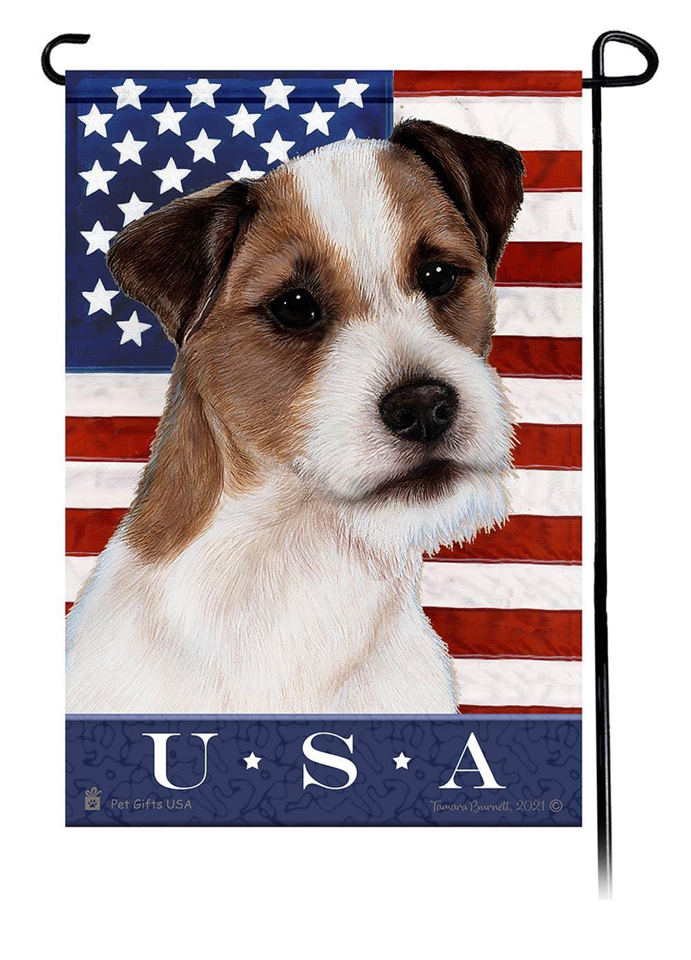 Jack Russell WH Tri Color USA American Garden Flag – Salty Paws
