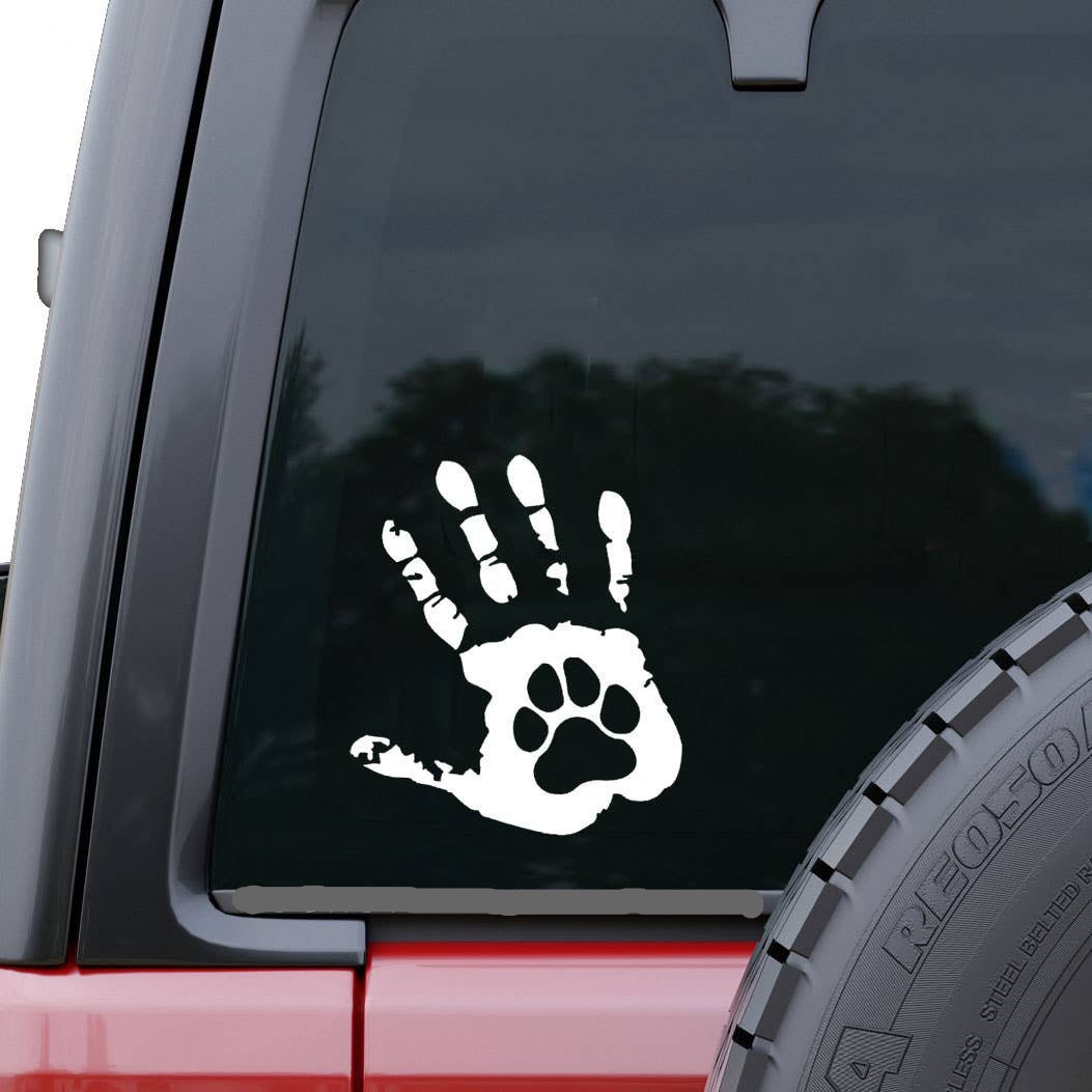 Handprint with Paw Vinyl Window Sticker Decal – Salty Paws