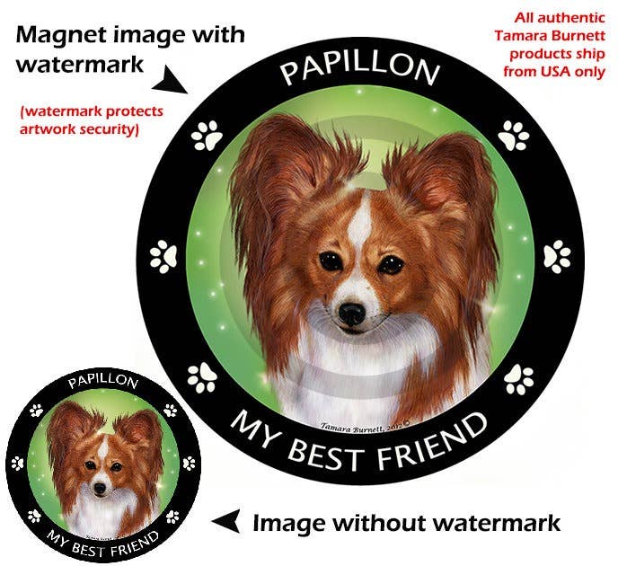 Papillon Red & White My Best Friend Circular Magnet – Salty Paws
